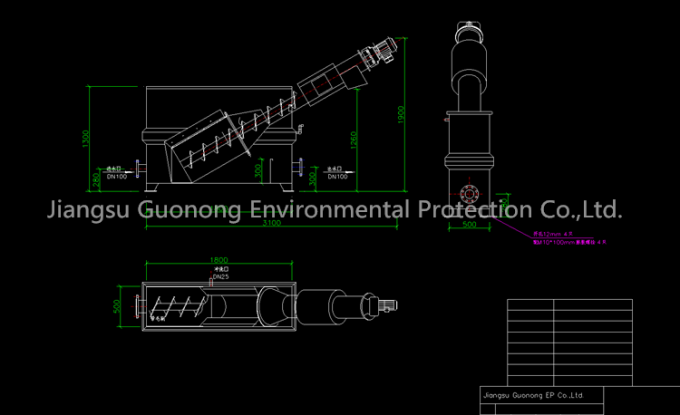 1.1KW No Jamming Shaftless Perforated Inlet Wastewater Screw Screen